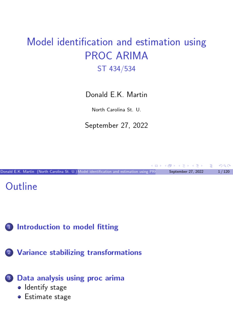 Fitting ARIMA Models Using Proc Arima | PDF | Autoregressive Integrated Moving Average ...
