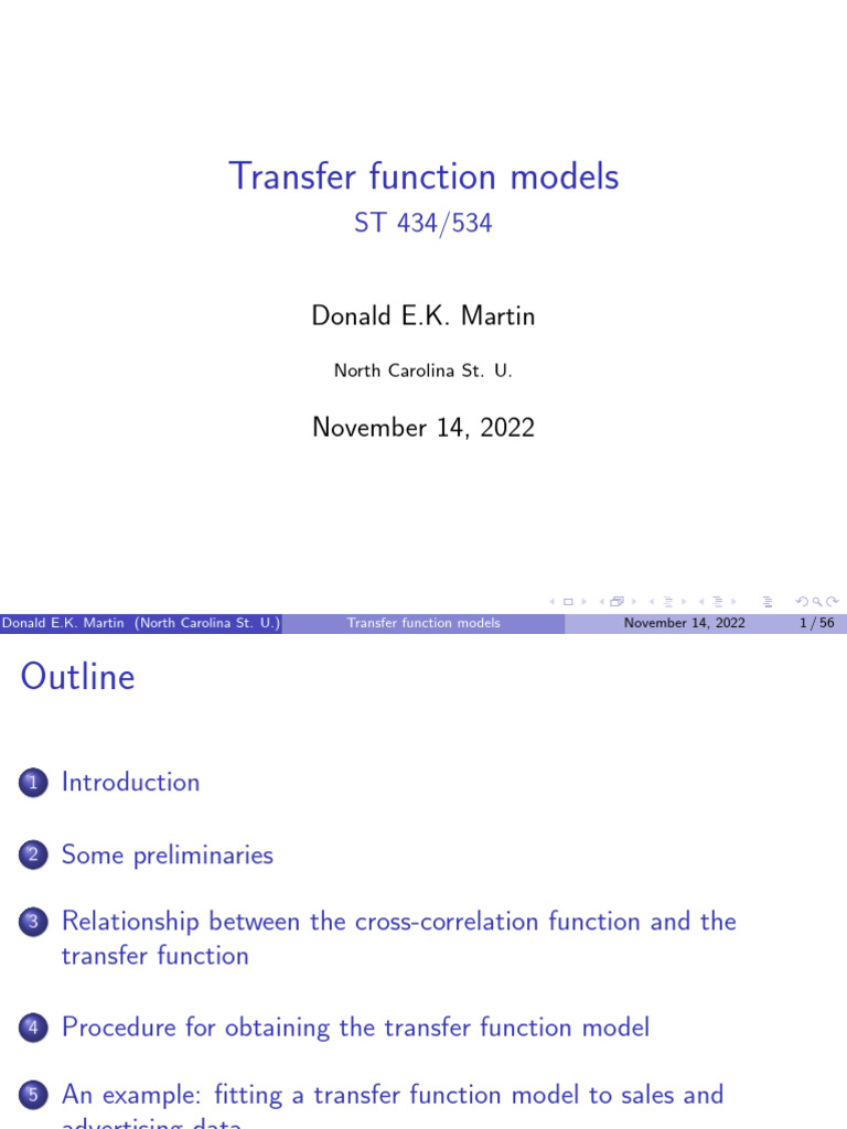 Transfer Function Models | PDF | Statistical Theory | Statistical Analysis