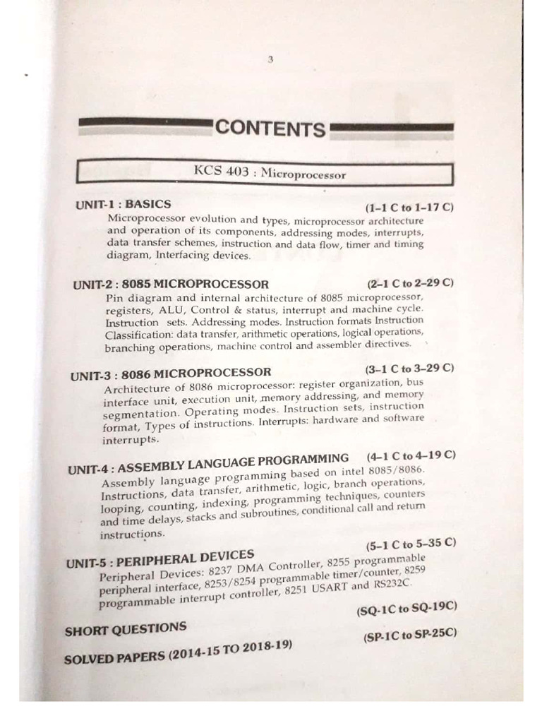 Microprocessor (KCS-403) Quantum | PDF