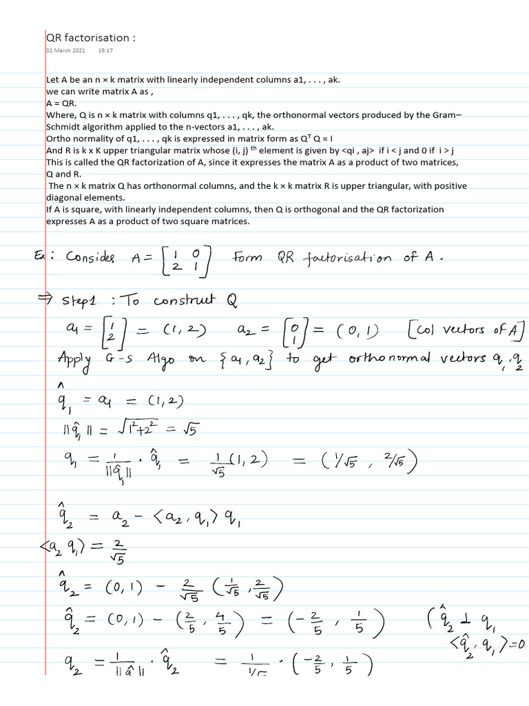 QR Factorisation | PDF