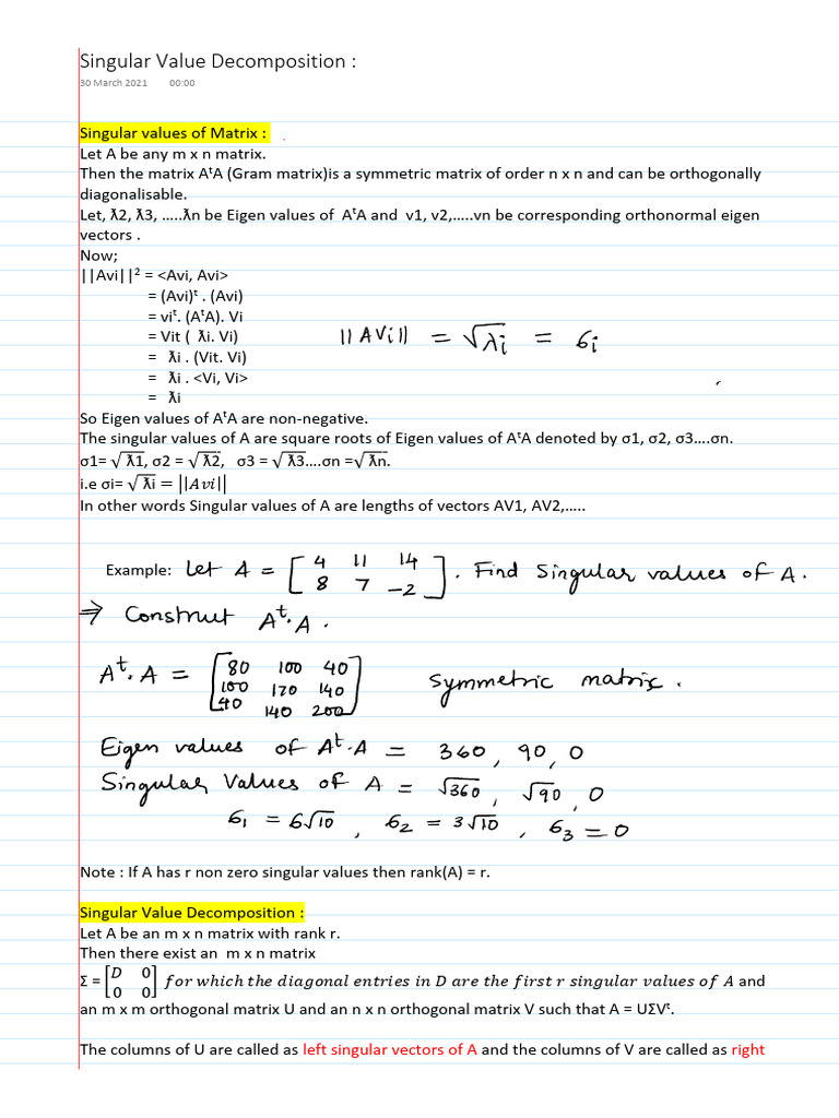 Singular Value Decomposition Pdf Matrix Mathematics Mathematical Concepts