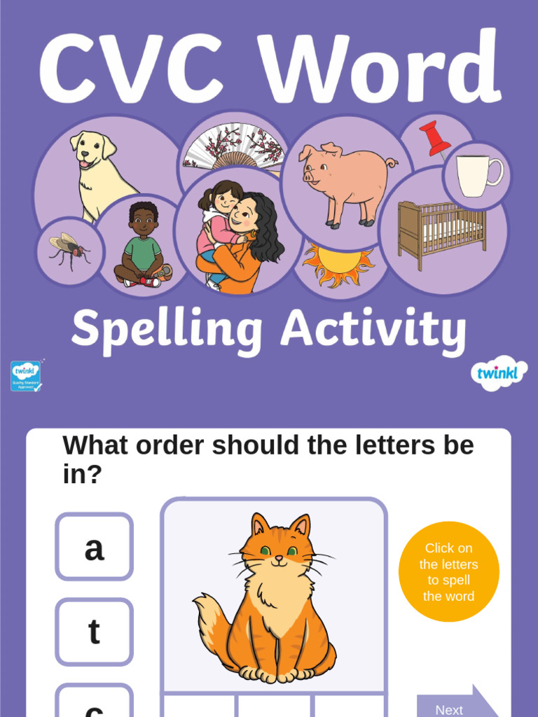 CVC Word Spelling Powerpoint Activity Ver 9 | PDF