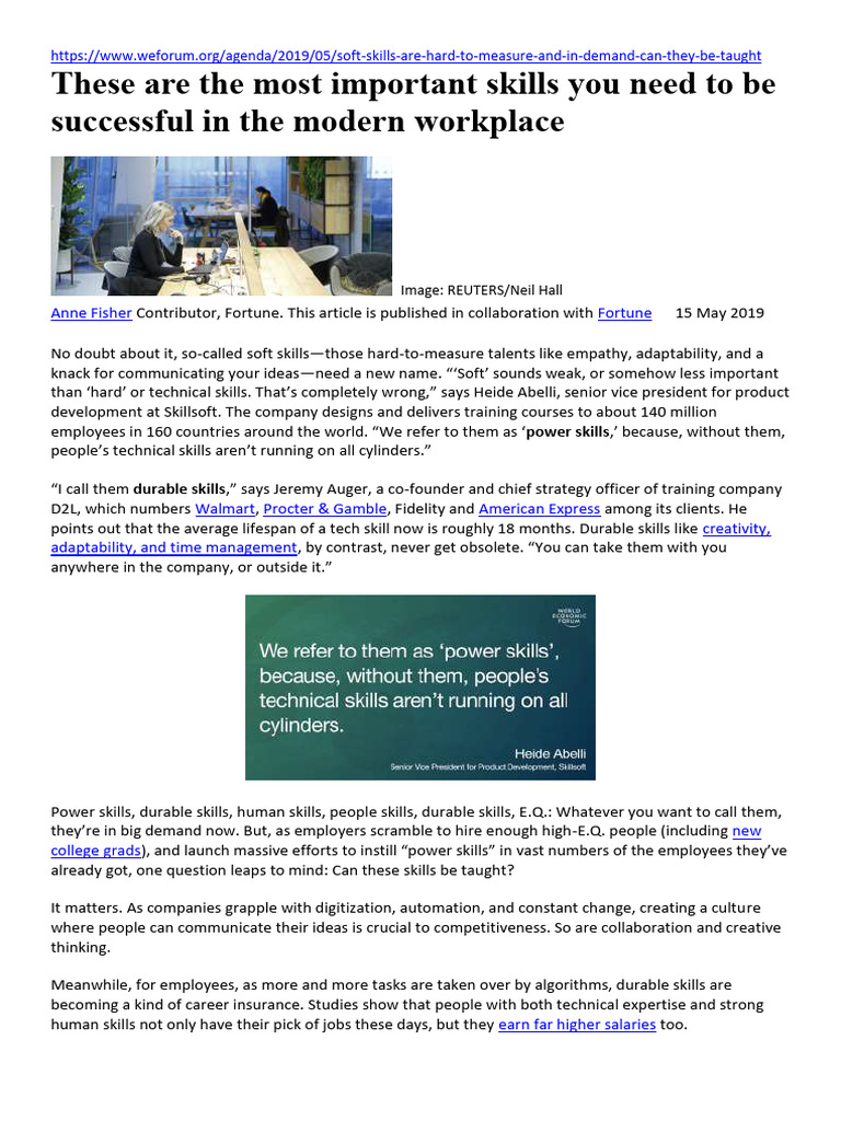 Article Most Important Skills You Need | PDF | Learning | Psychology