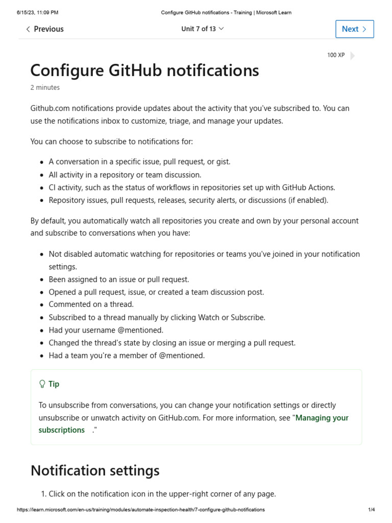 Configure GitHub notifications - Training _ Microsoft Learn | PDF ...