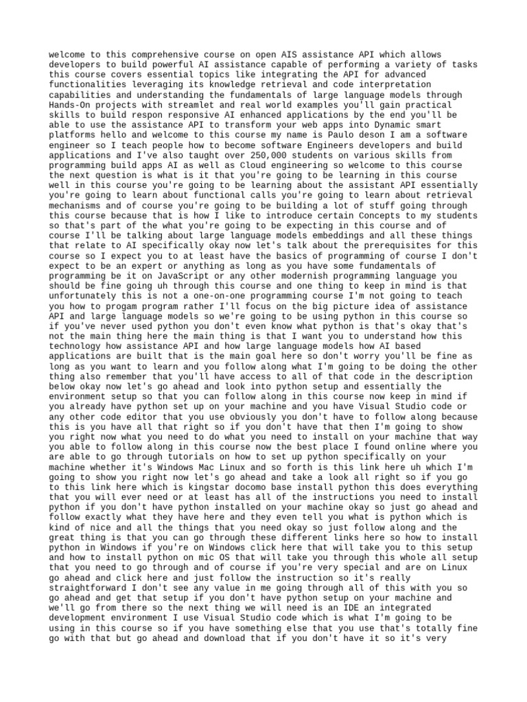 OpenAI Assistants API – Course for Beginners | PDF | Artificial Intelligence | Intelligence (AI ...