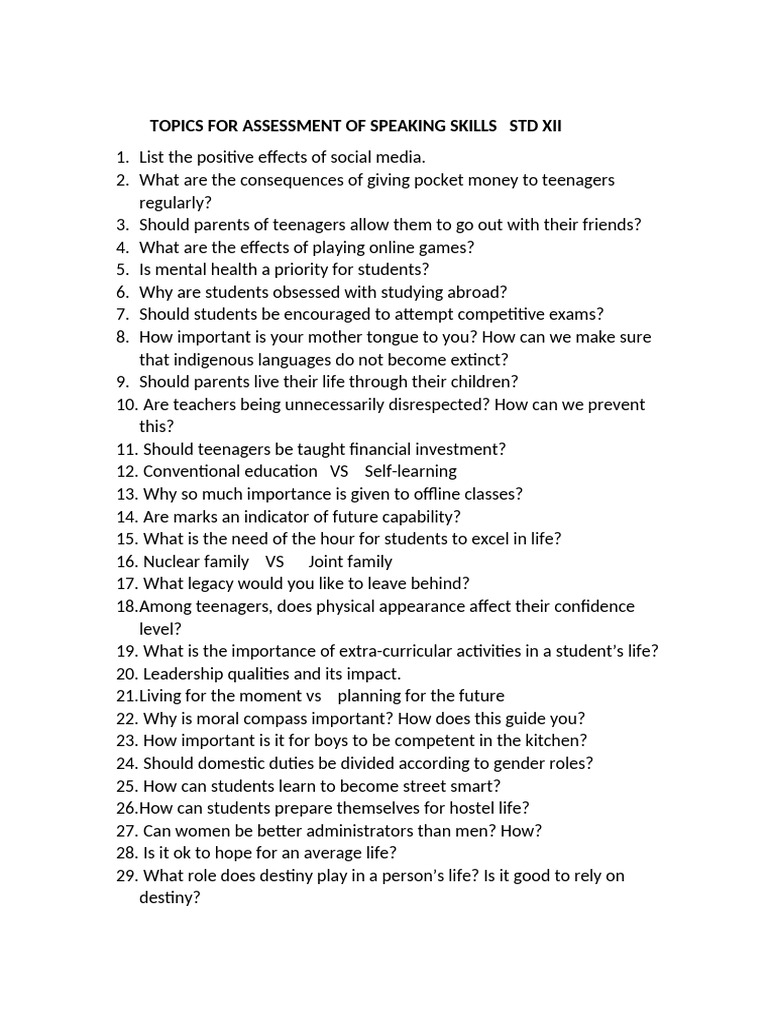 Asl Speaking Skills STD 12 | PDF