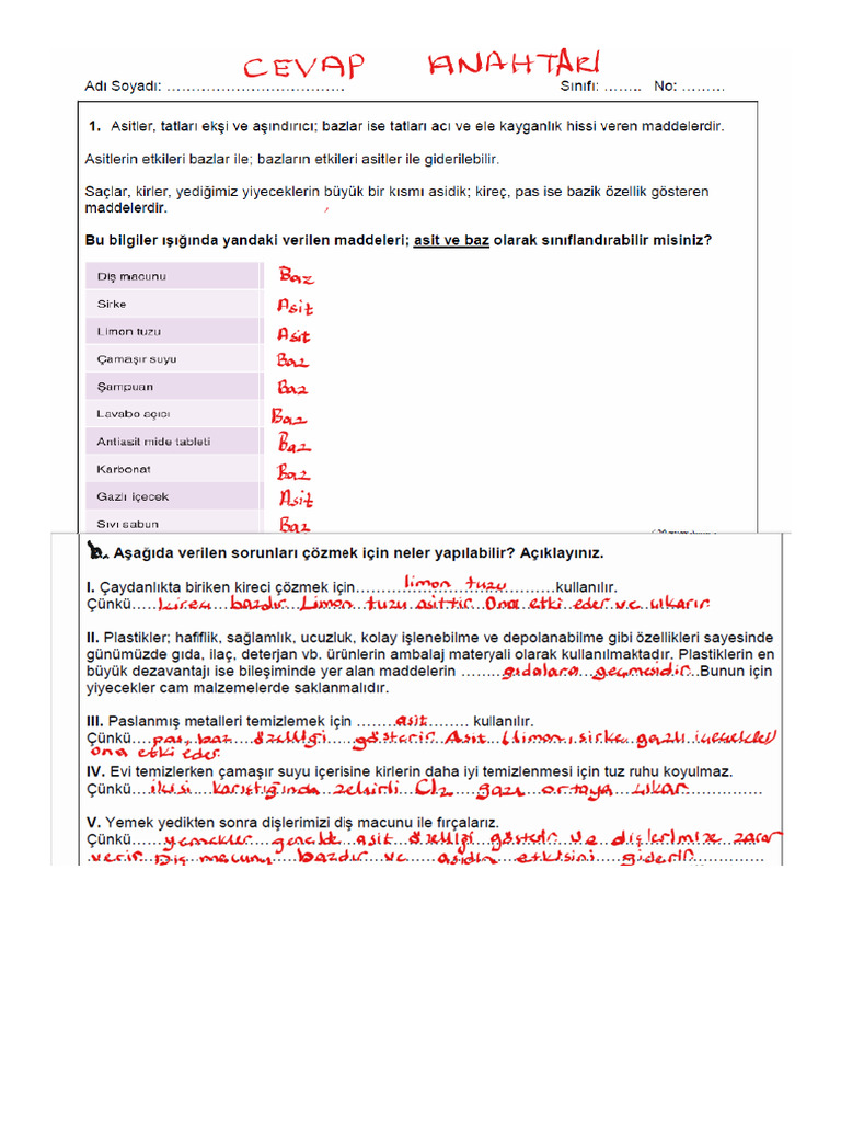9.SINIF-KIMYA-1.-DONEM-2.-YAZILI-ORNEK-SORULARI-CA | PDF
