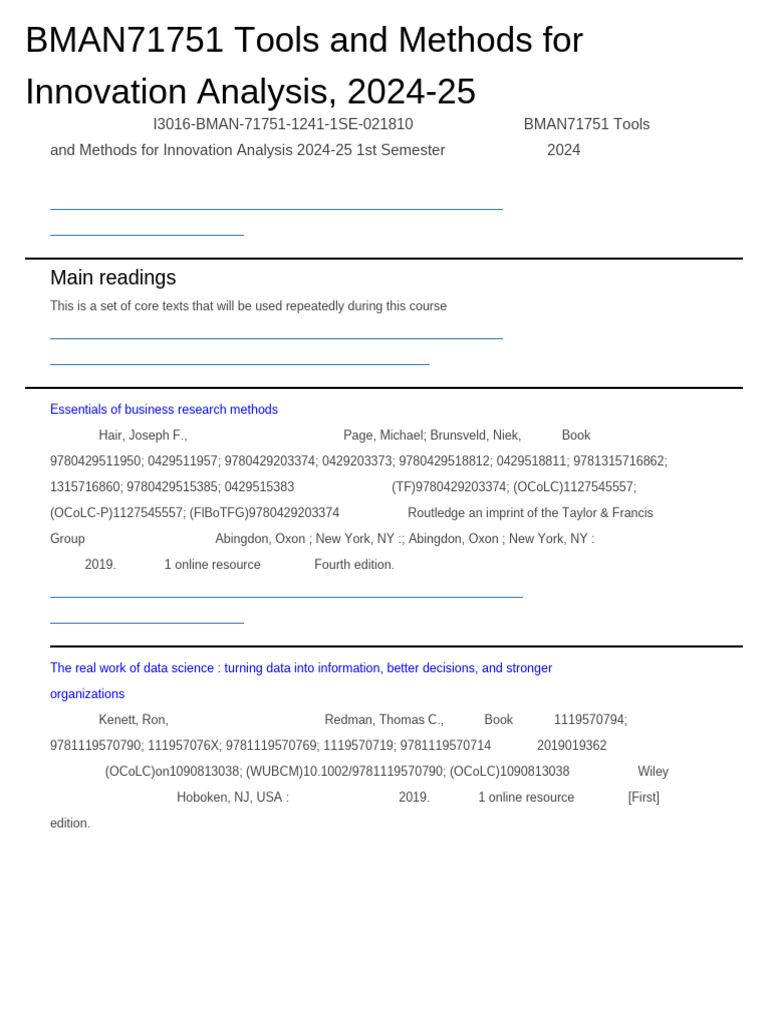 Innovation Analysis Tools for 2024-25 | PDF