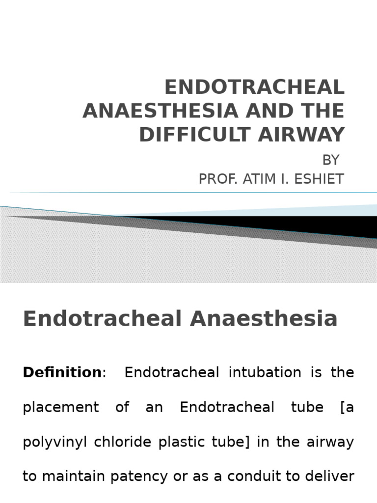 7. Endotracheal Anaesthesia and the Difficult Airway | PDF | Intensive ...