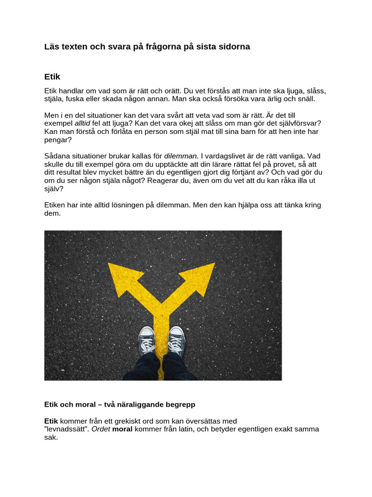 Etikiska Modeller Uppgift | PDF