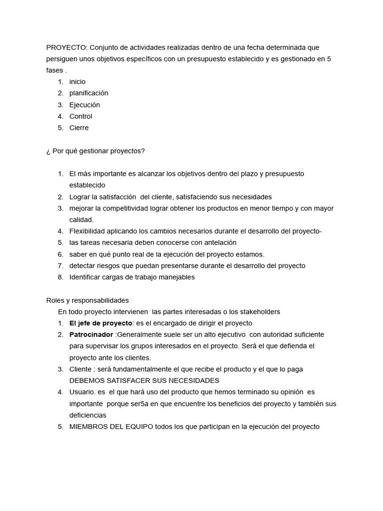 Gestión Efectiva de Proyectos: Fases y Roles | PDF