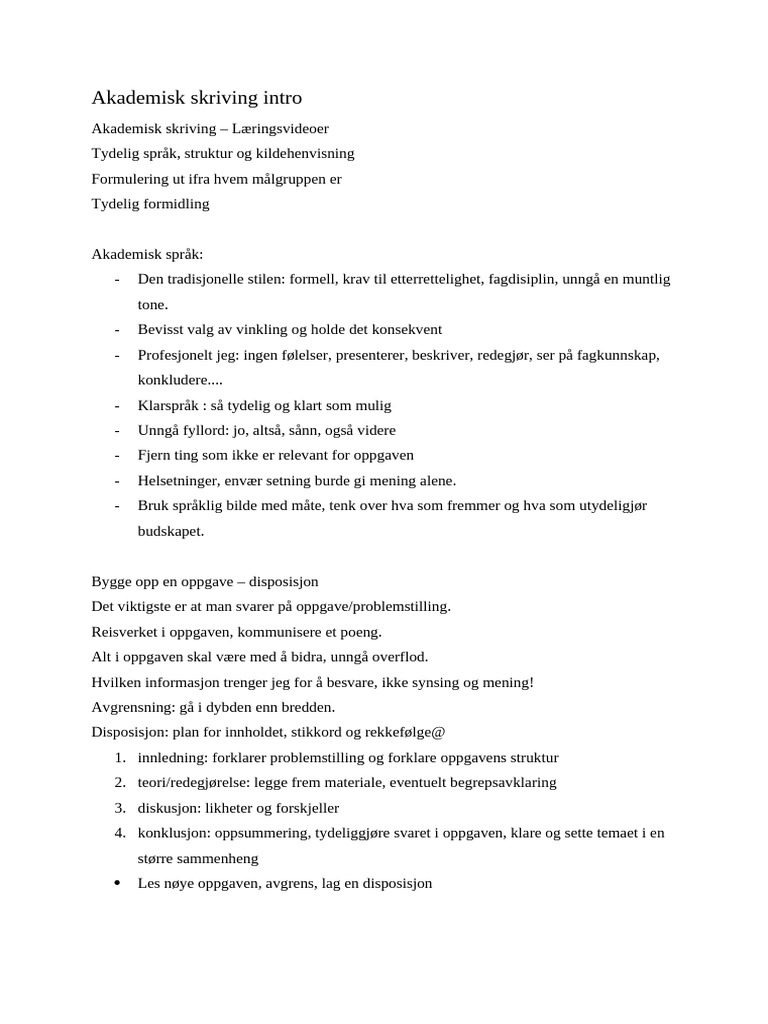 Akademisk Skriving Intro | PDF
