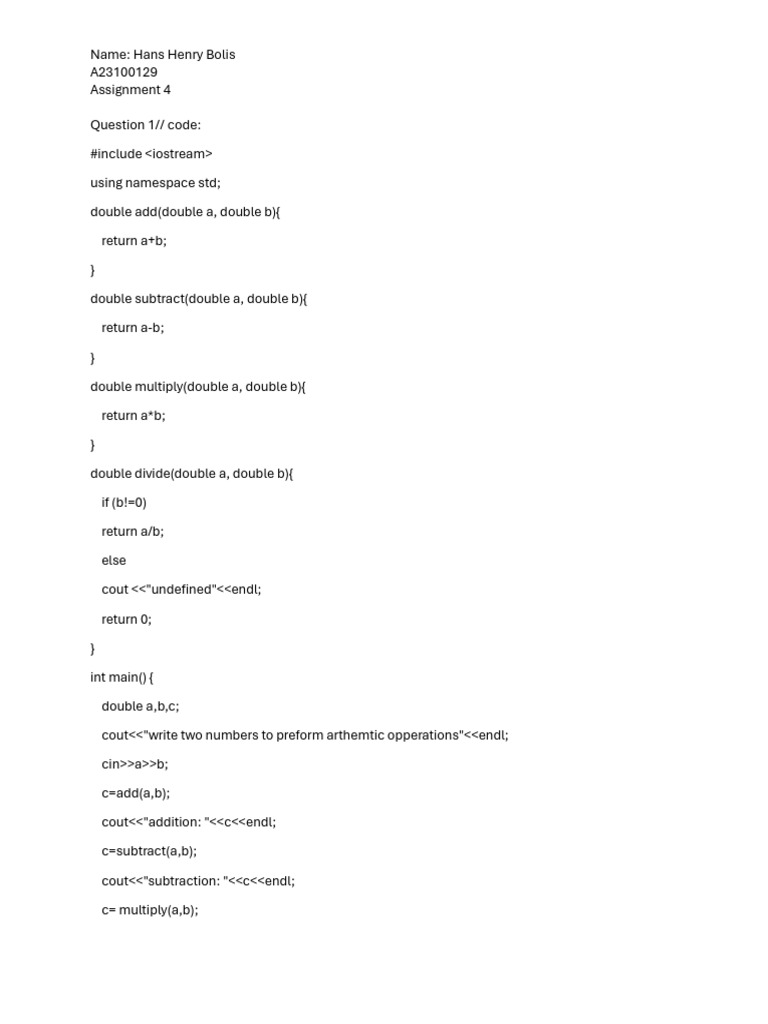 Assigment 4 CPP | PDF