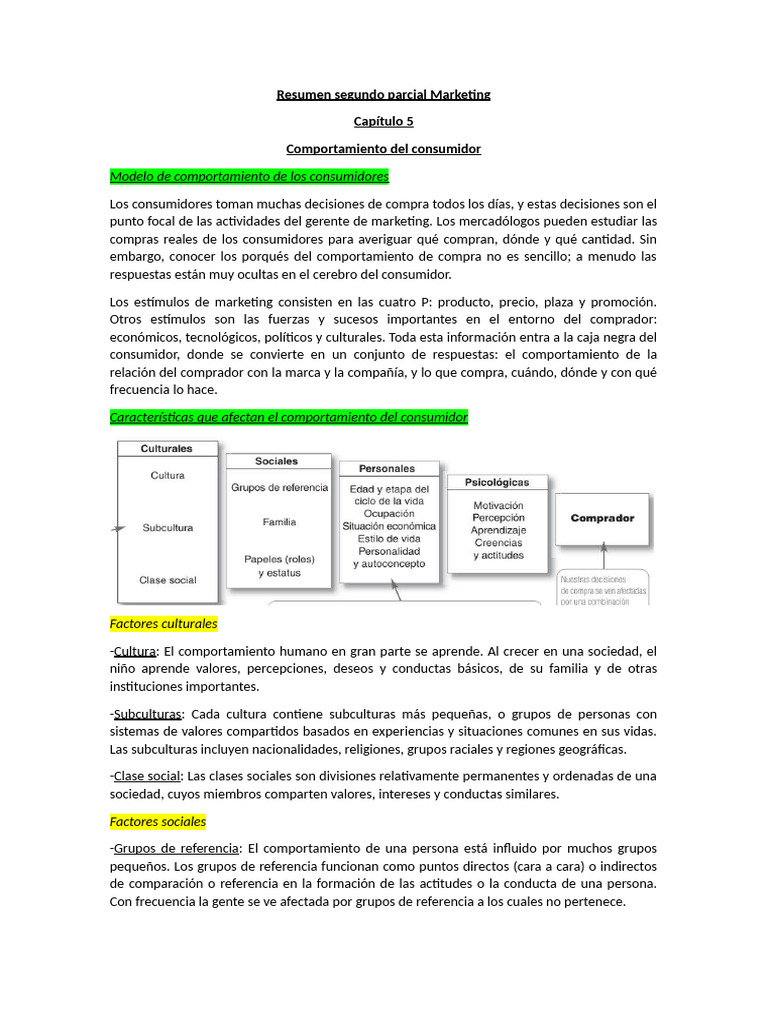 resumen segundo parcial | PDF | Marketing | Comportamiento