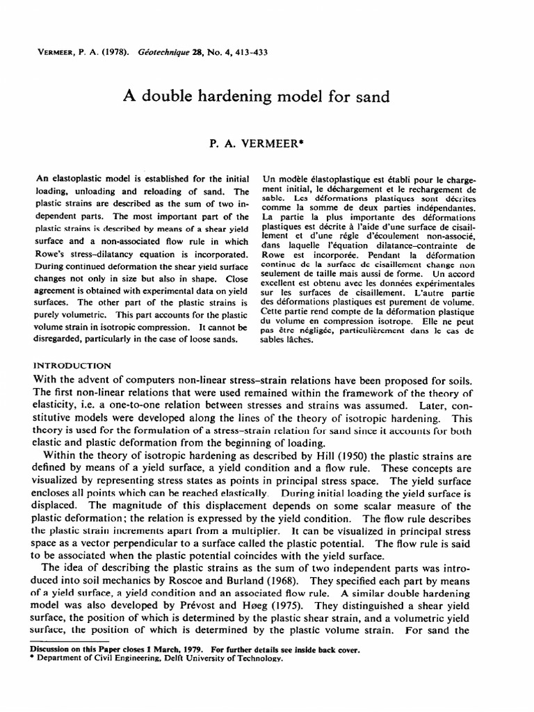 104-A Double Hardening Model For Sand (Ref.) | PDF | Yield (Engineering ...