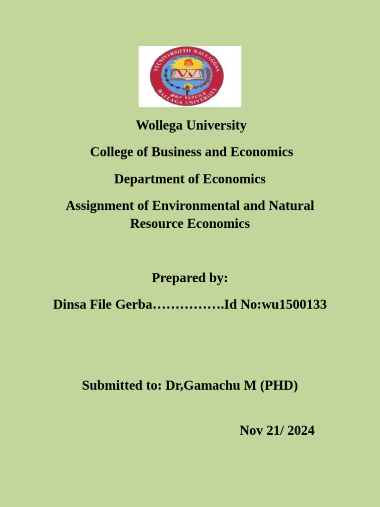 DINSA 2nd Year DR Gemachu M Assagement Envt,.. | PDF | Climate Change ...