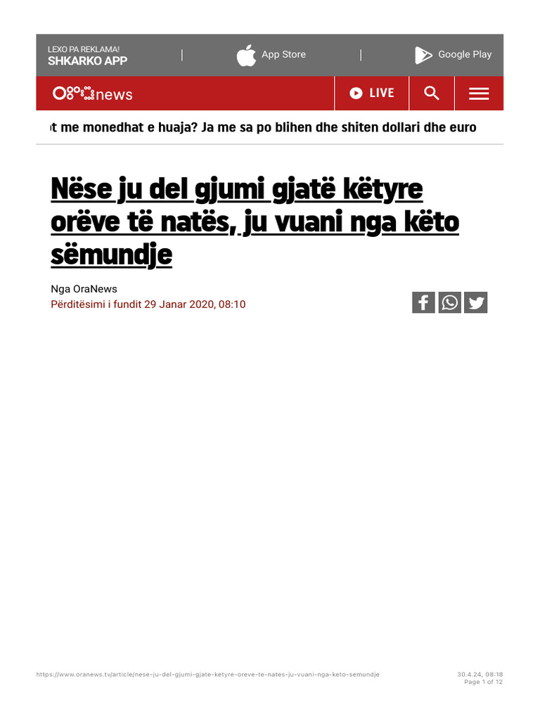 Nëse Ju Del Gjumi Gjatë Këtyre Orëve Të Natës, Ju Vuani Nga Këto Sëmundje - Tetj | PDF