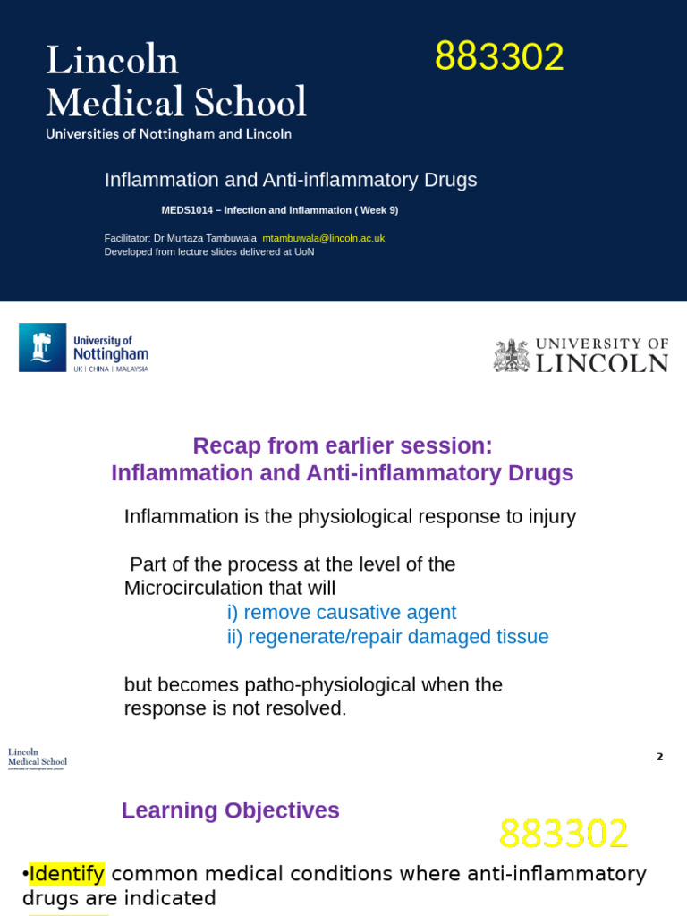 Inflammation Anti-Inflammatory Drugs - MMT Revised | PDF | Nonsteroidal ...