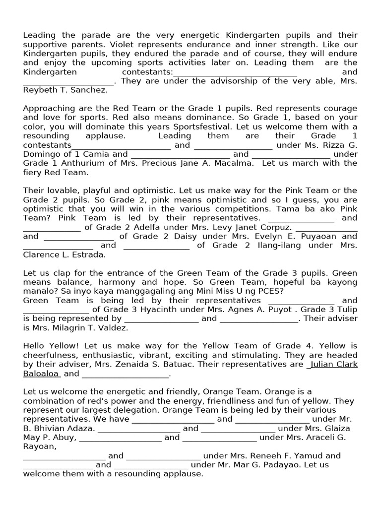 Script for Intramurals 1 | PDF