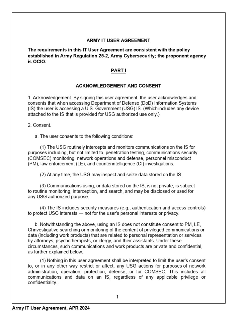 Army IT User Agreement OGUEBOULE | PDF | Public Key Cryptography ...