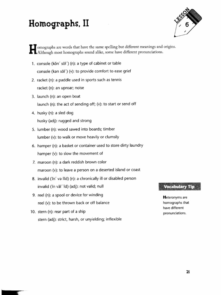 Understanding Homographs and Heteronyms | PDF
