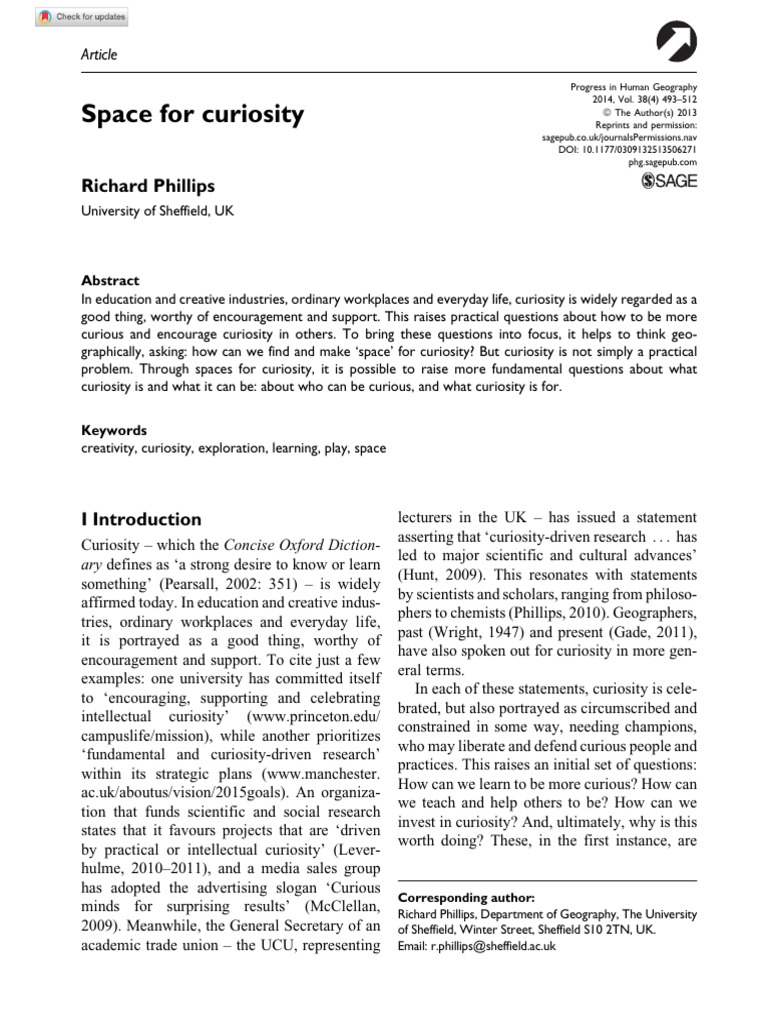 Phillips 2013 Space For Curiosity | PDF | Curiosity | Museum