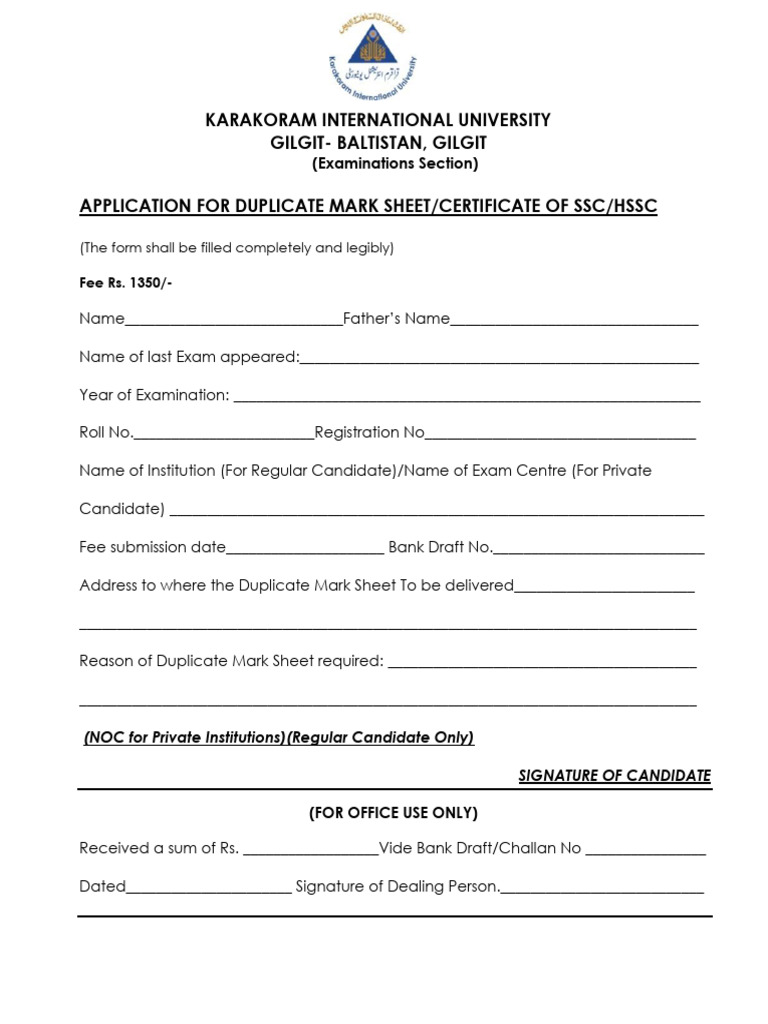 Duplicate Marksheet (1) | PDF