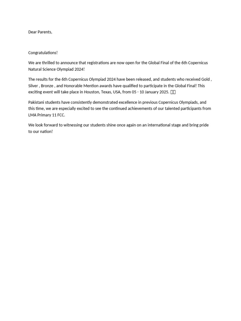 Copernicus Olympiad 2024 Global Final Registration | PDF