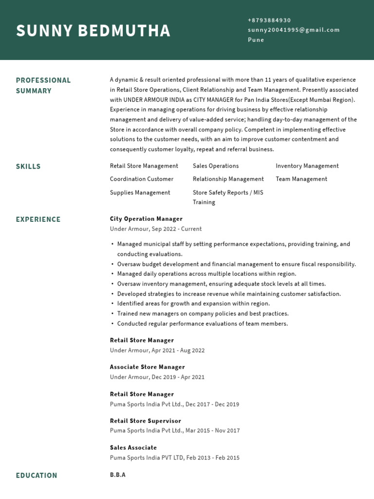 Naukri SunnyBedmutha (11y 0m) | PDF | Retail | Business