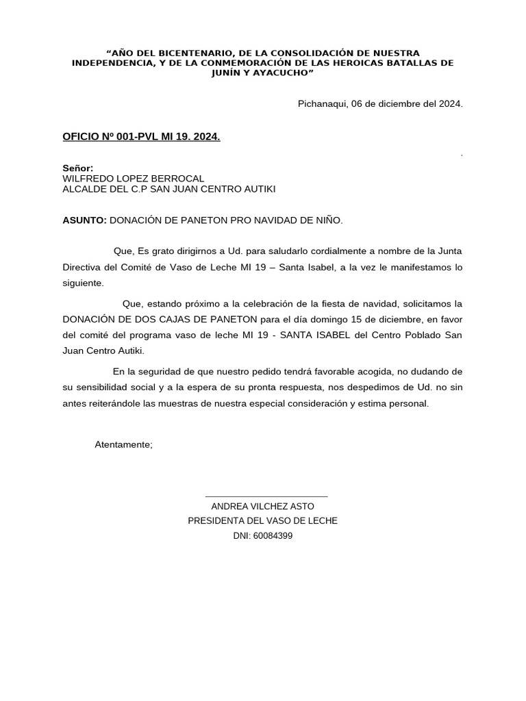 OFICIO - Navidad | PDF