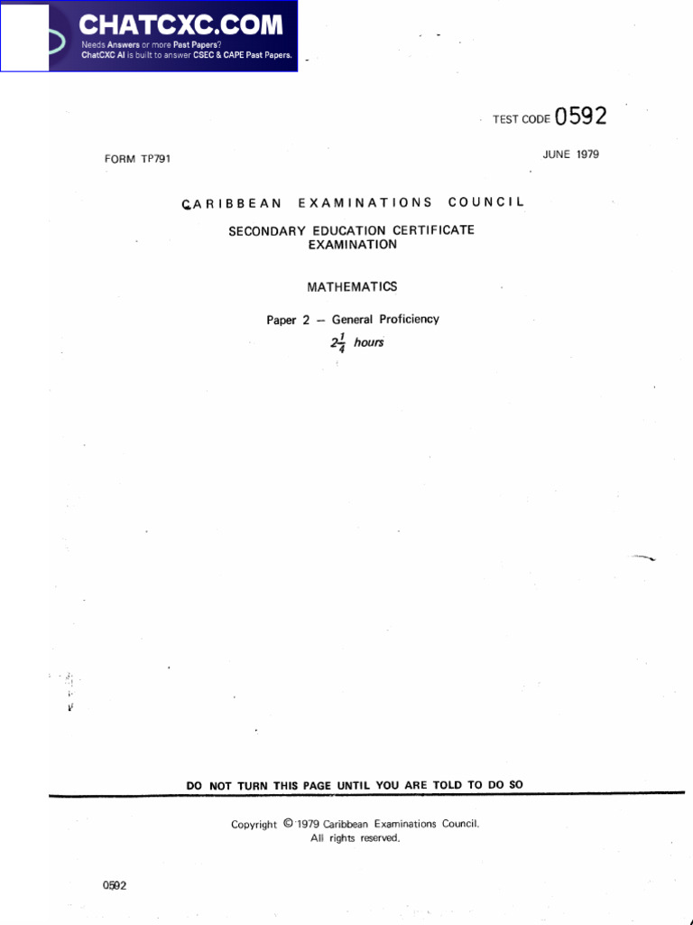 CSEC Mathematics P2 1979 | PDF | Circle | Geometry