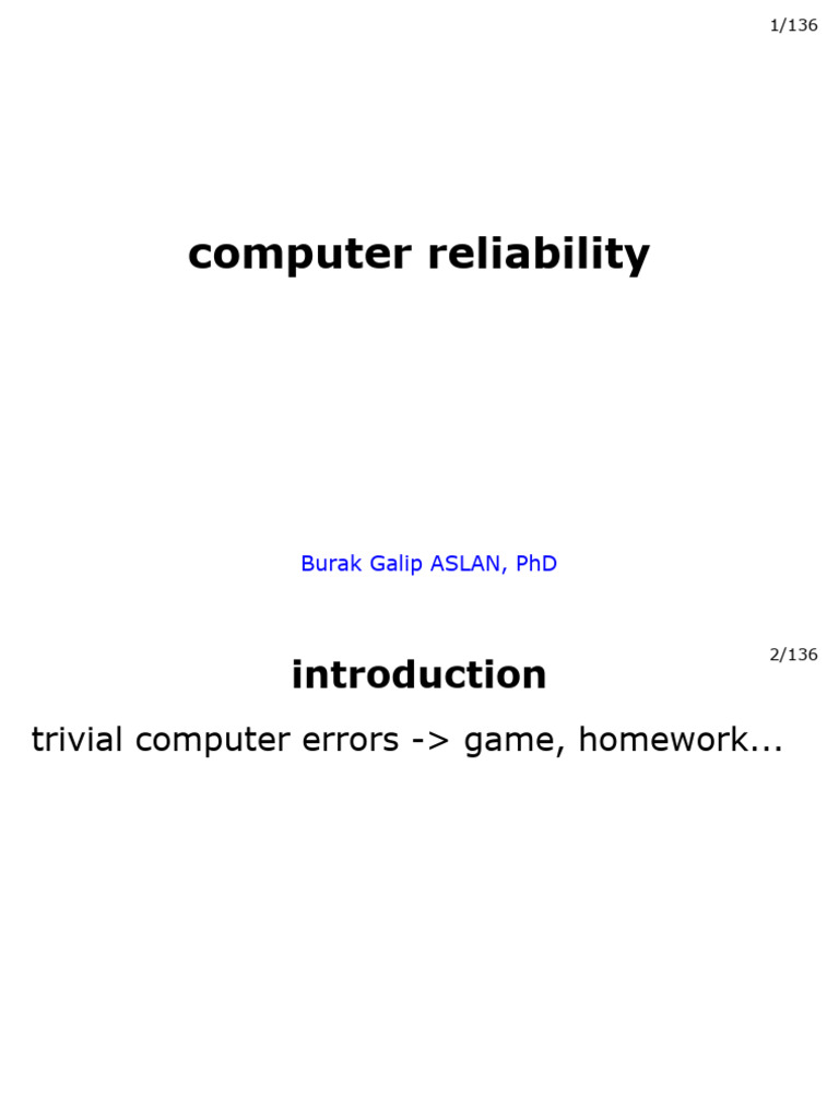411 07 Computer Reliability | PDF