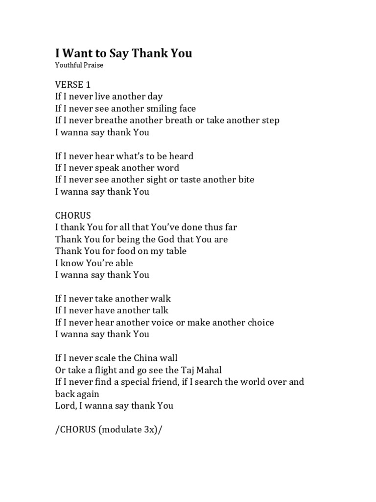 I Want To Say Thank You | PDF