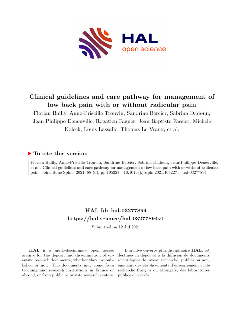 Low Back Pain Management Guidelines | PDF | Physical Therapy | Clinical ...
