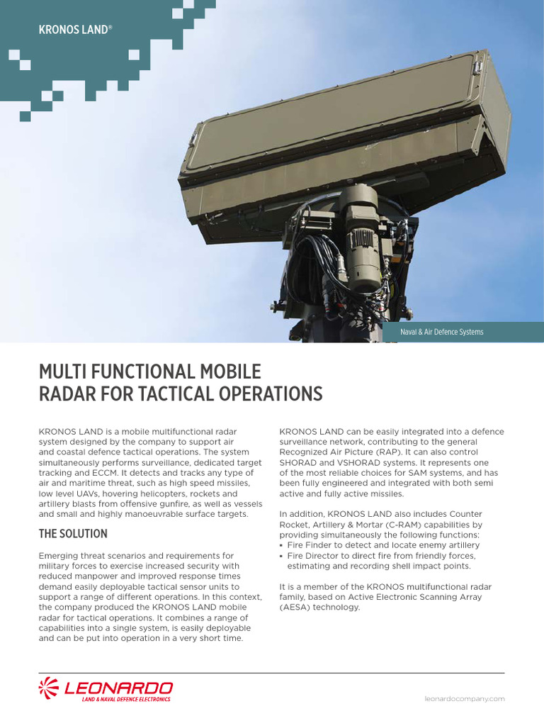 Datasheet KRONOS Land | PDF | Radar | Military Technology
