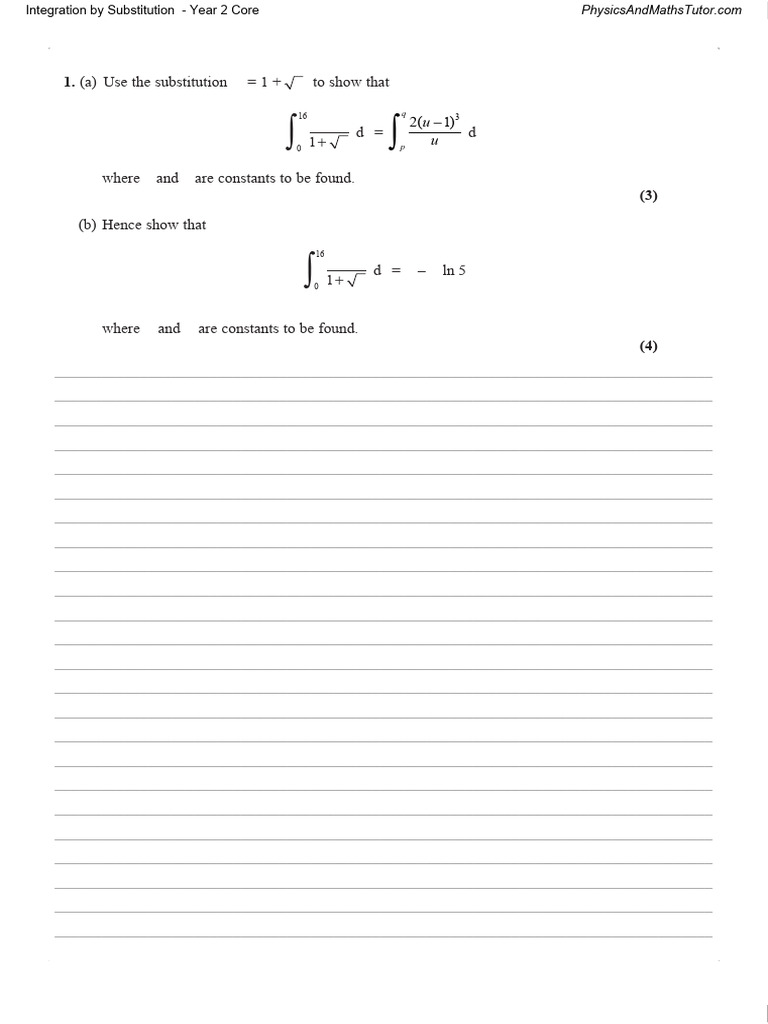 Integration by Substitution QP | PDF | Mathematics | Algebra