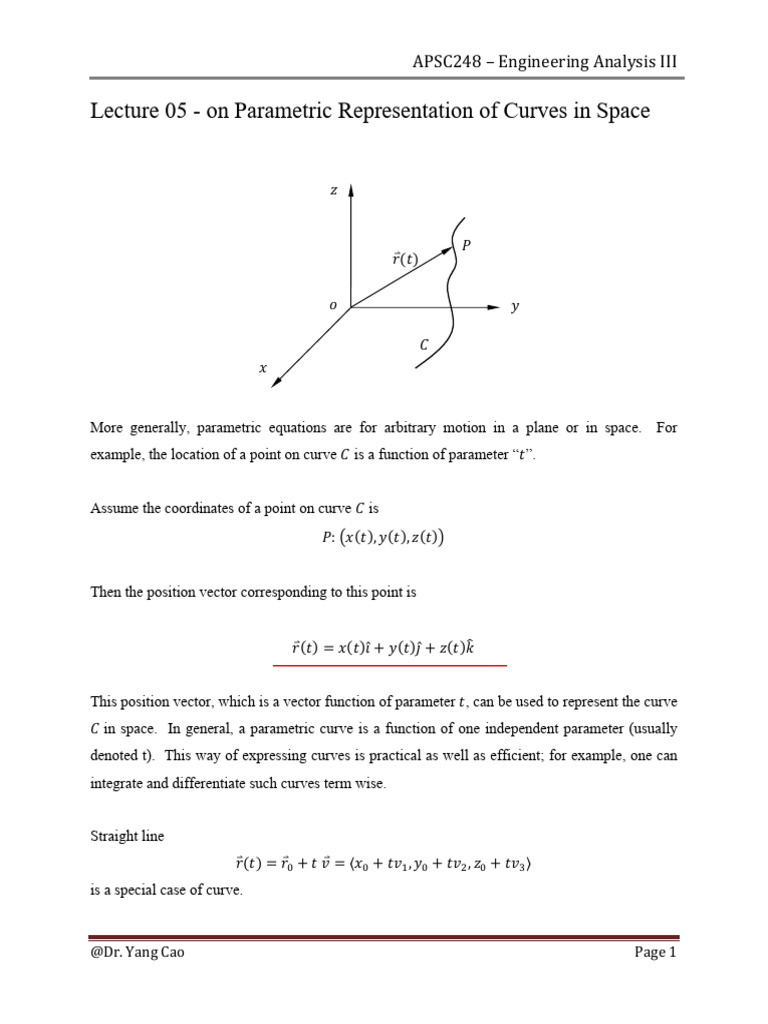 Lecture 05 - Parametric Equation for Curves | PDF | Coordinate System ...