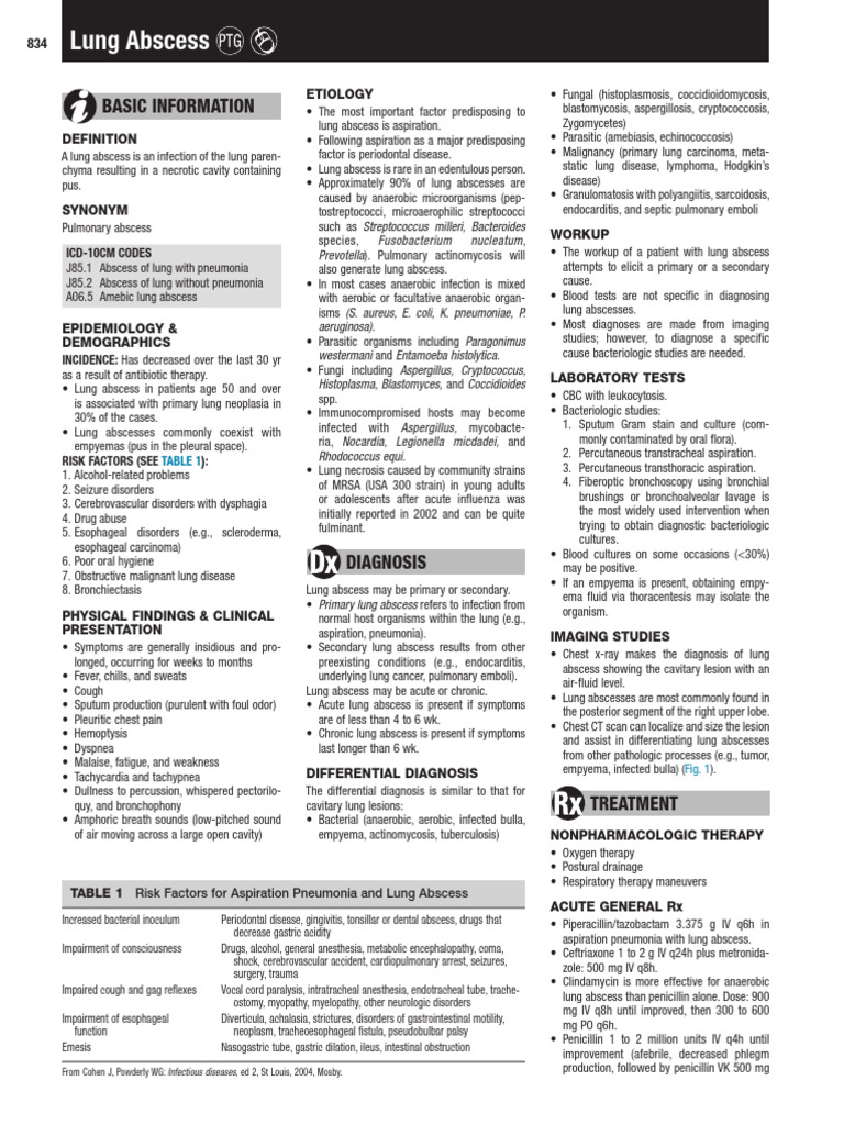 Lung abscess | PDF | Respiratory Diseases | Pneumonia