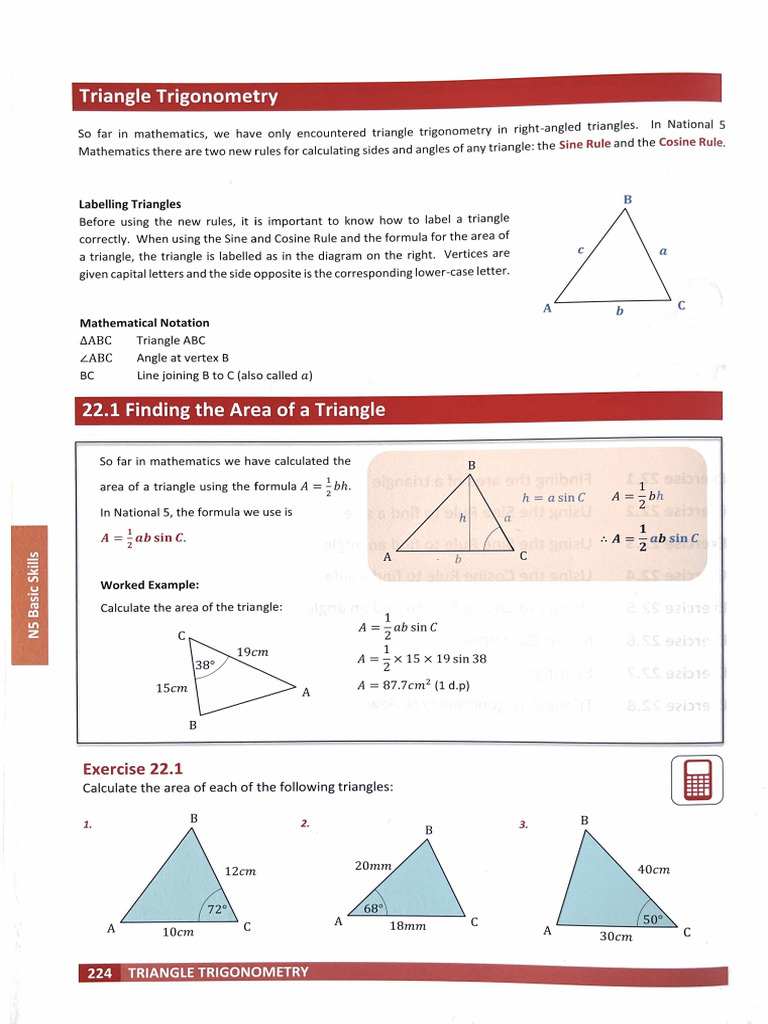 Area Triangle Sine Rule Zeta Maths | PDF | Triangle | Trigonometry
