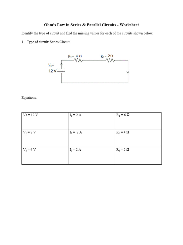 Ohms Law in Series and Parallel Circuits - HW | PDF