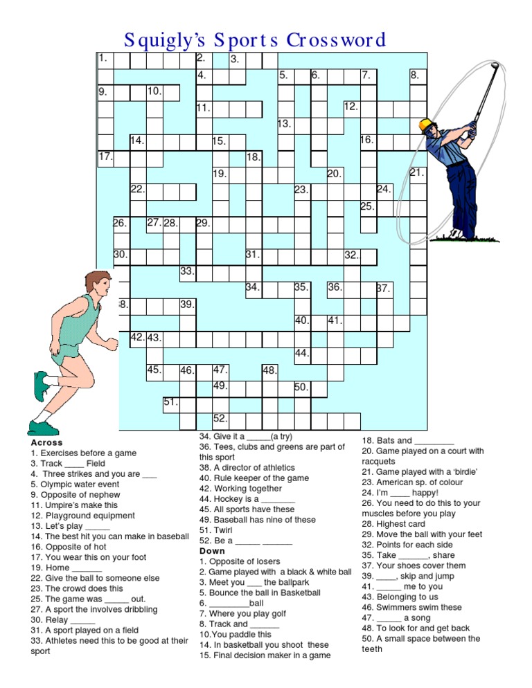 Sports-Themed Crossword Puzzle | PDF | Sports & Recreation | Games ...