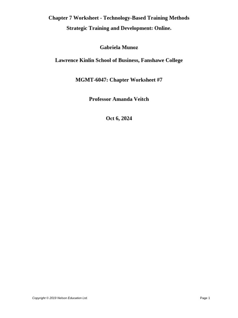 Chapter 7 Worksheet | PDF | Learning | Usability