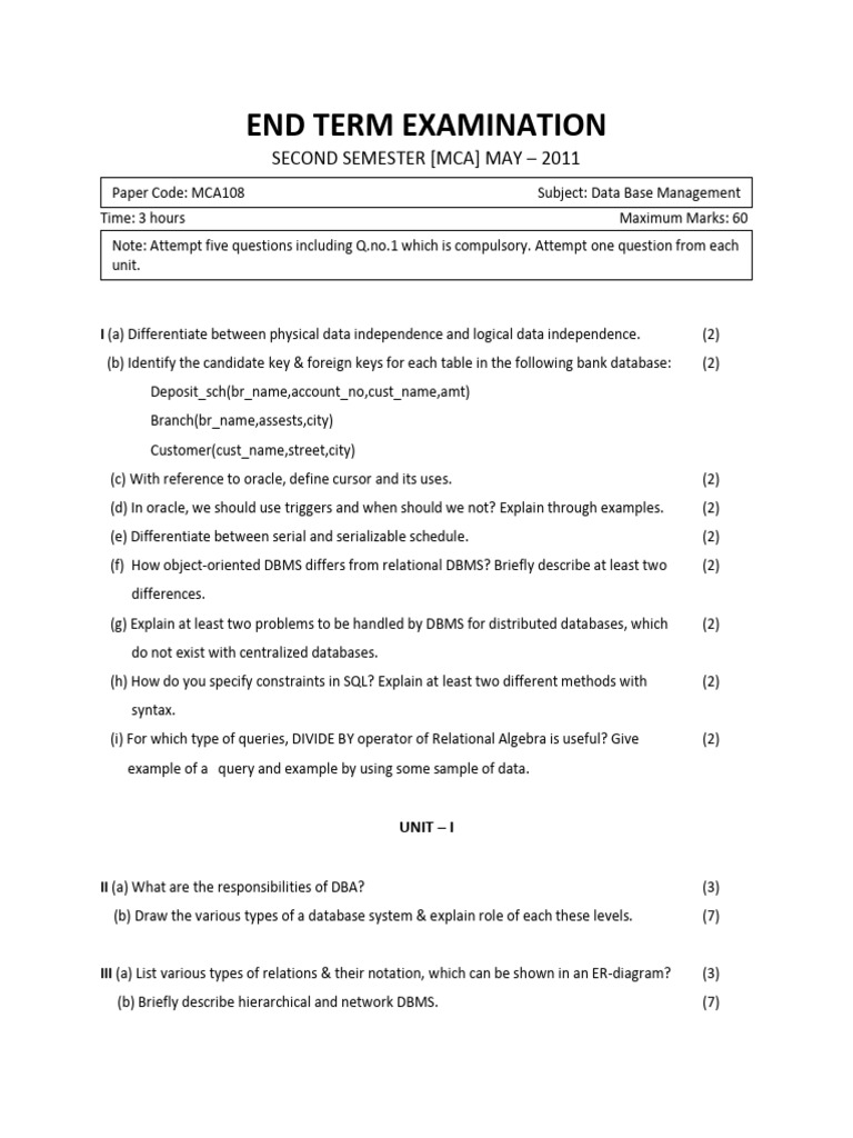 MCA2_DBMS_2011 | PDF | Databases | Relational Model