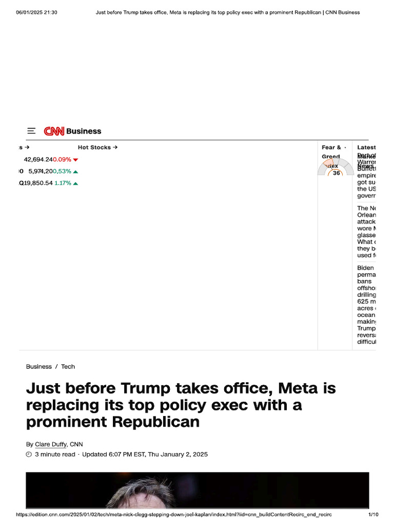 Just Before Trump Takes Office, Meta Is... A Prominent Republican - CNN ...