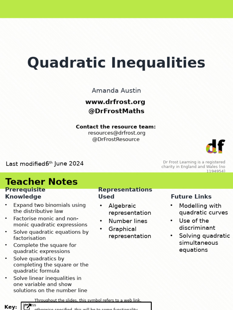 Quadratic Inequalities - Lesson | PDF | Quadratic Equation | Mathematics