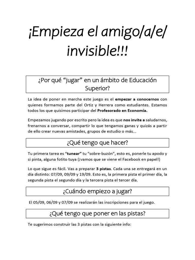 Instrucciones Amigx Invisible | PDF