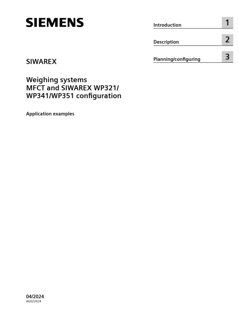 MFCT and SIWAREX WP321 WP341 WP351 Configuration | PDF | Safety | Computer Network