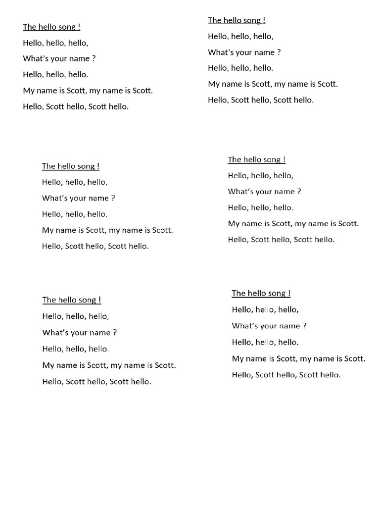 The Hello Song Lyrics | PDF