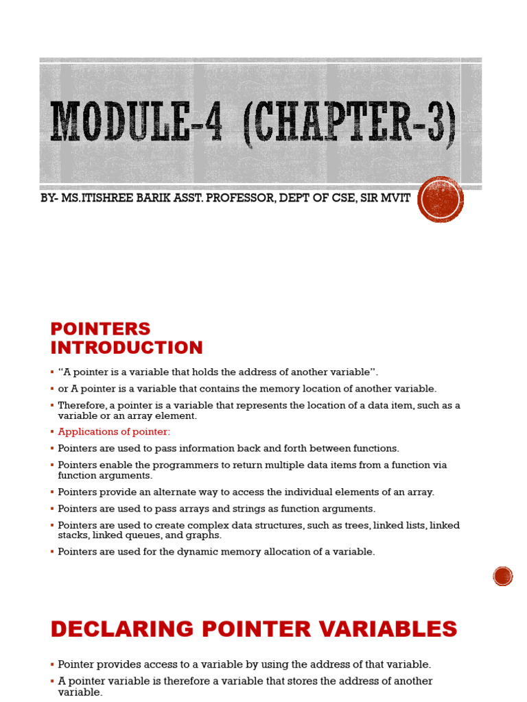 POP[Module-4 (chapter-3)]akr | PDF | Pointer (Computer Programming) | Data Type