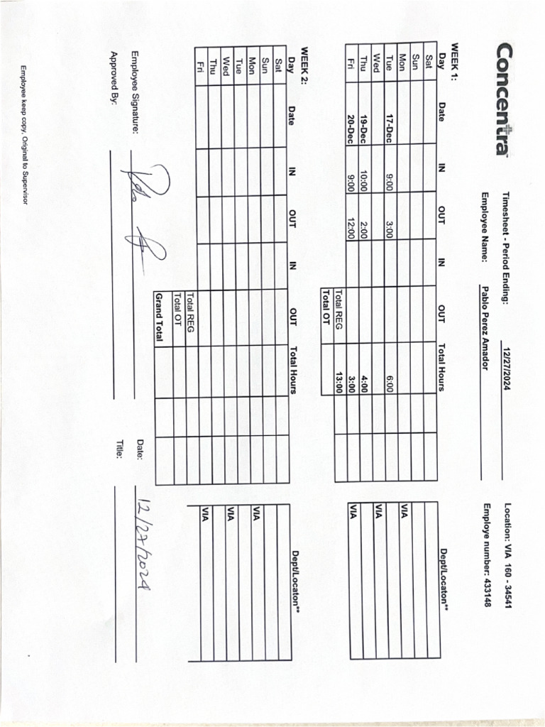 Timesheet - Period Ending | PDF